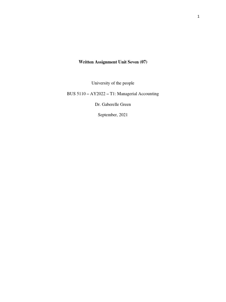 Written Assignment - Unit 7 | PDF