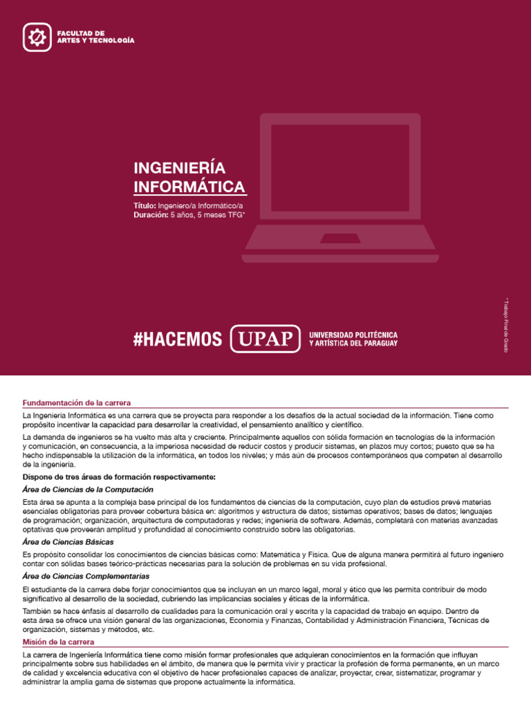 Upap Ingenieria Informatica Malla Curricular | PDF | Ciencias de la ...