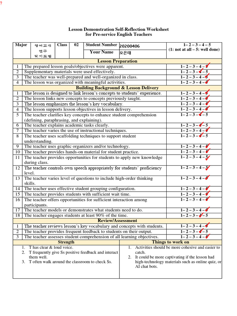 Self Reflection (Lesson Demonstration) | PDF | Teachers | Reading Comprehension