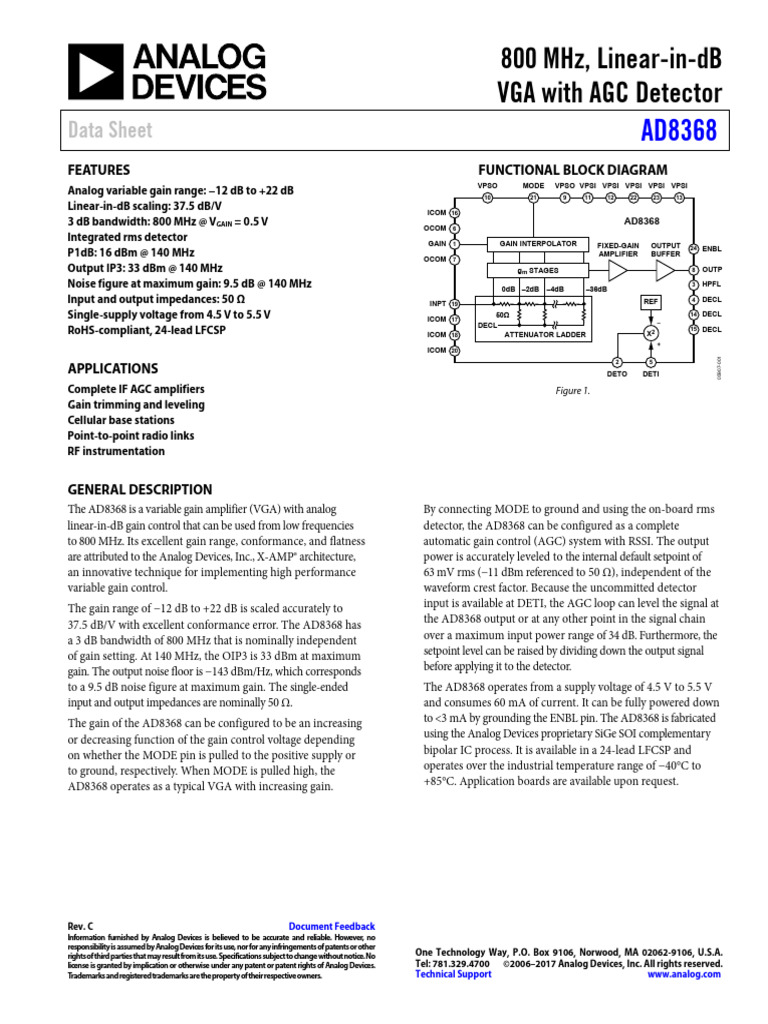 AD8368 - Data Sheets | PDF