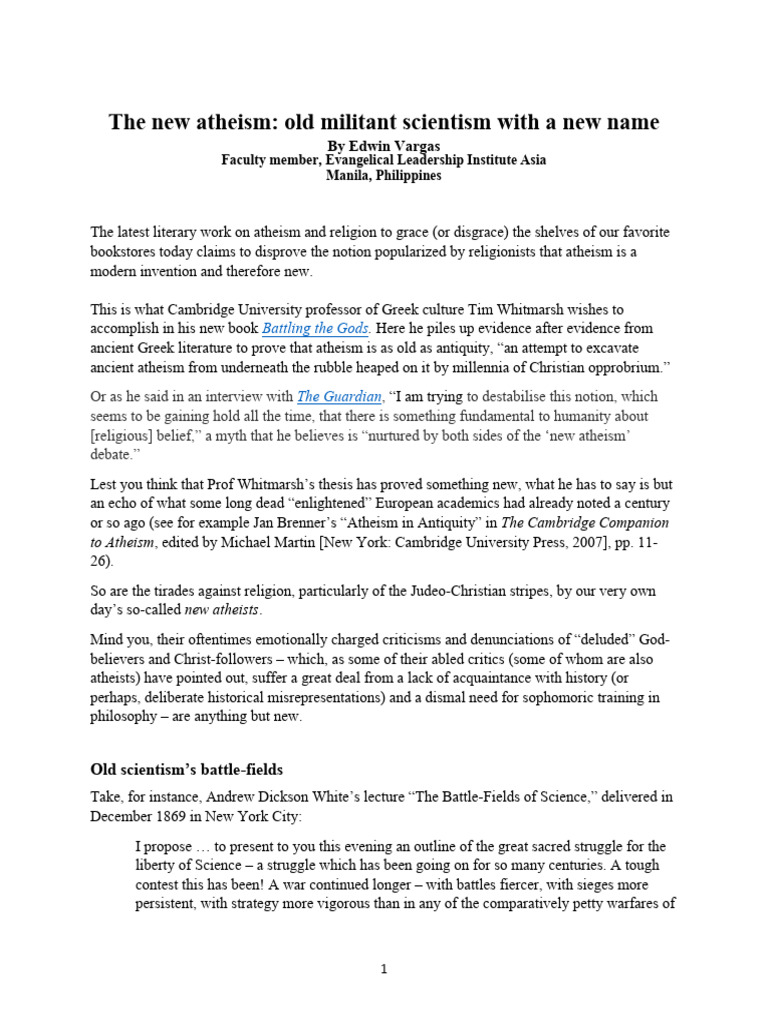 The New Atheism Old Scientism With A New | PDF | Atheism | New Atheism