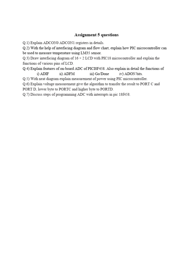 Assignment 5 Questions Pic18f458 | PDF