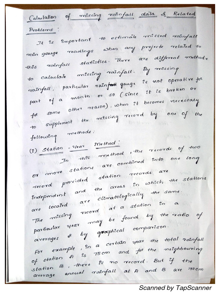 Missing Rainfall Data Methods | PDF