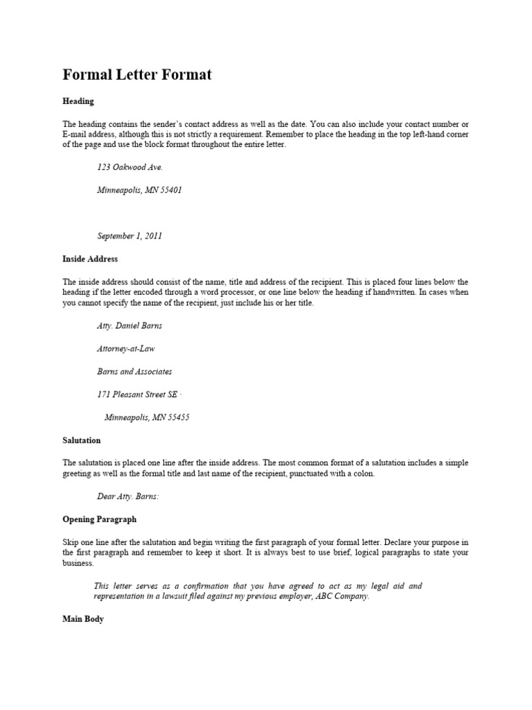 Writing Formal Letter Format | PDF