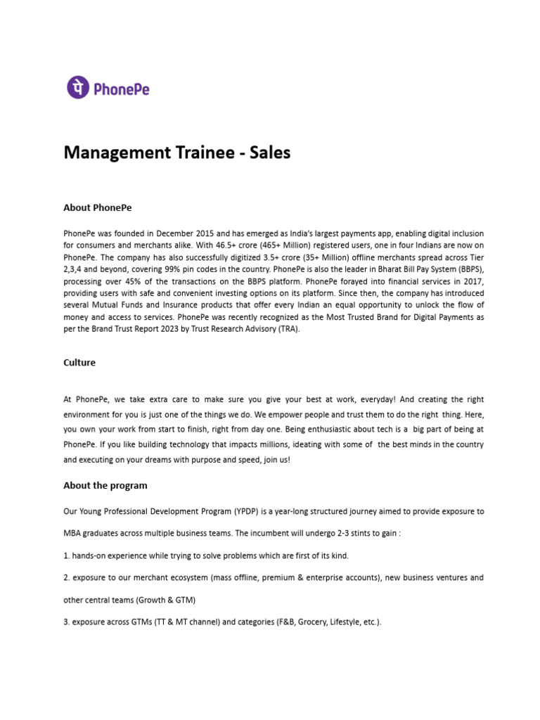 JD - Management Trainee-Merchants Team | PDF