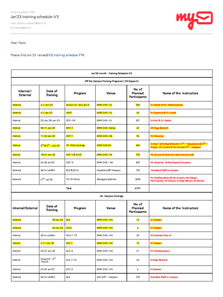 Sample Training Schedule | PDF