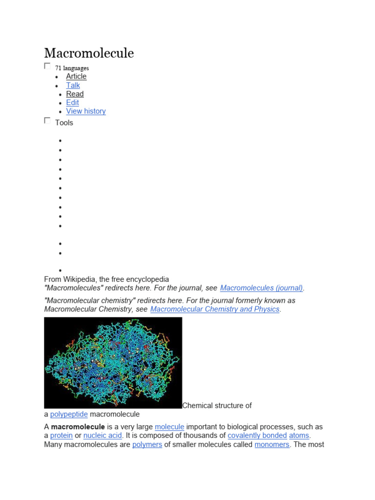 Macromolecule | PDF | Wellness | Technology & Engineering