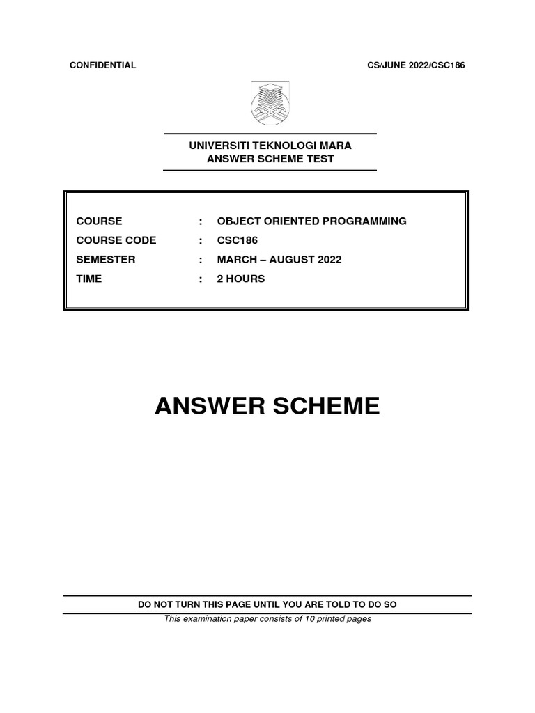 CSC186-AnswerSchemeTest MacAugust2022 | PDF
