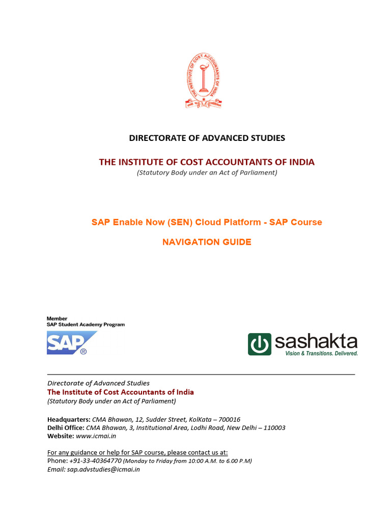 ICAI SAP SEN Navigation Guide | PDF