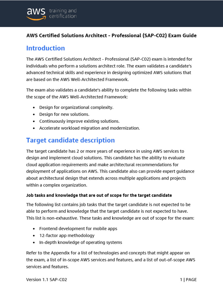 AWS Certified Solutions Architect Professional - Exam Guide | PDF