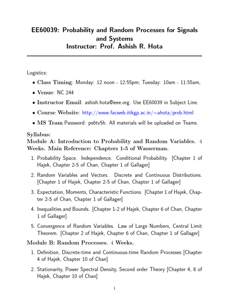 Module A | PDF | Stochastic Process | Probability Density Function