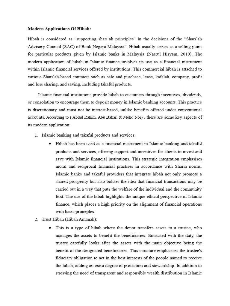 Modern Hibah Applications in Islamic Finance | PDF | Islamic Banking ...