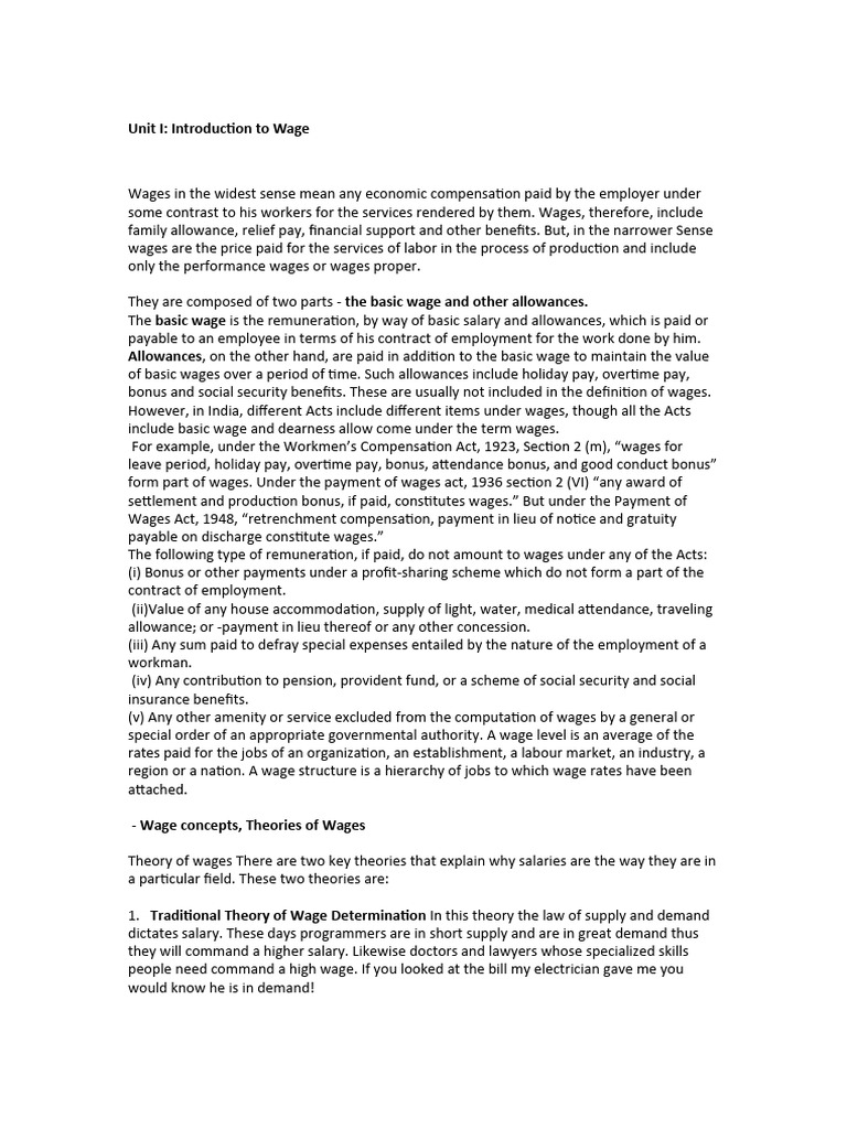 Unit 1 - Compensation Management | PDF | Cost Of Living | Employment