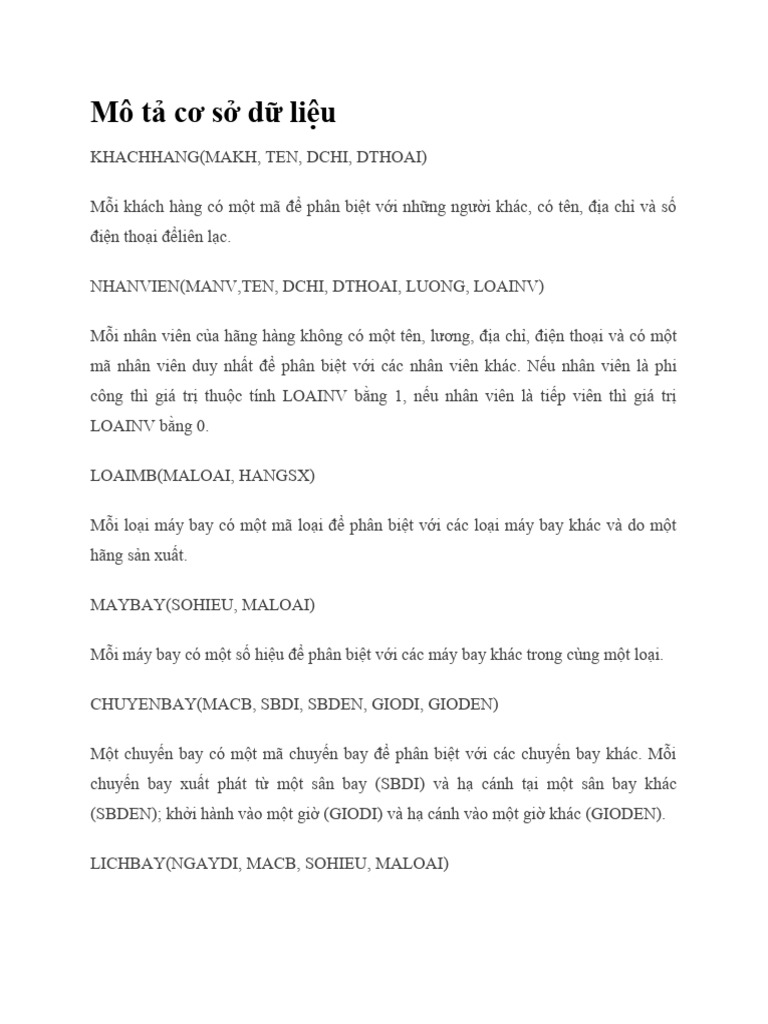 Dac Ta CSDL QLHHK | PDF