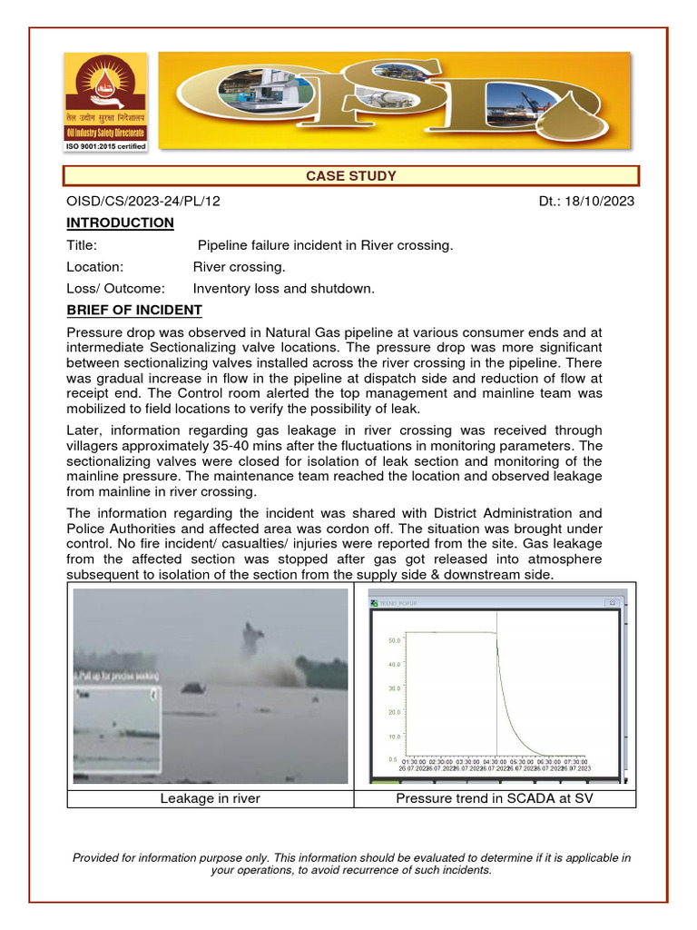 Case Study NG Pipeline Failure in River Crossing | PDF