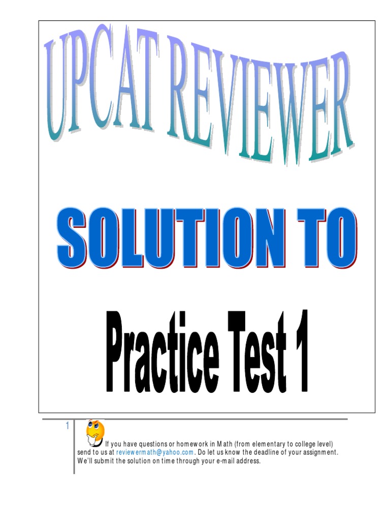Solution UPCAT Practice Test 1 | PDF | Space | Geometric Objects