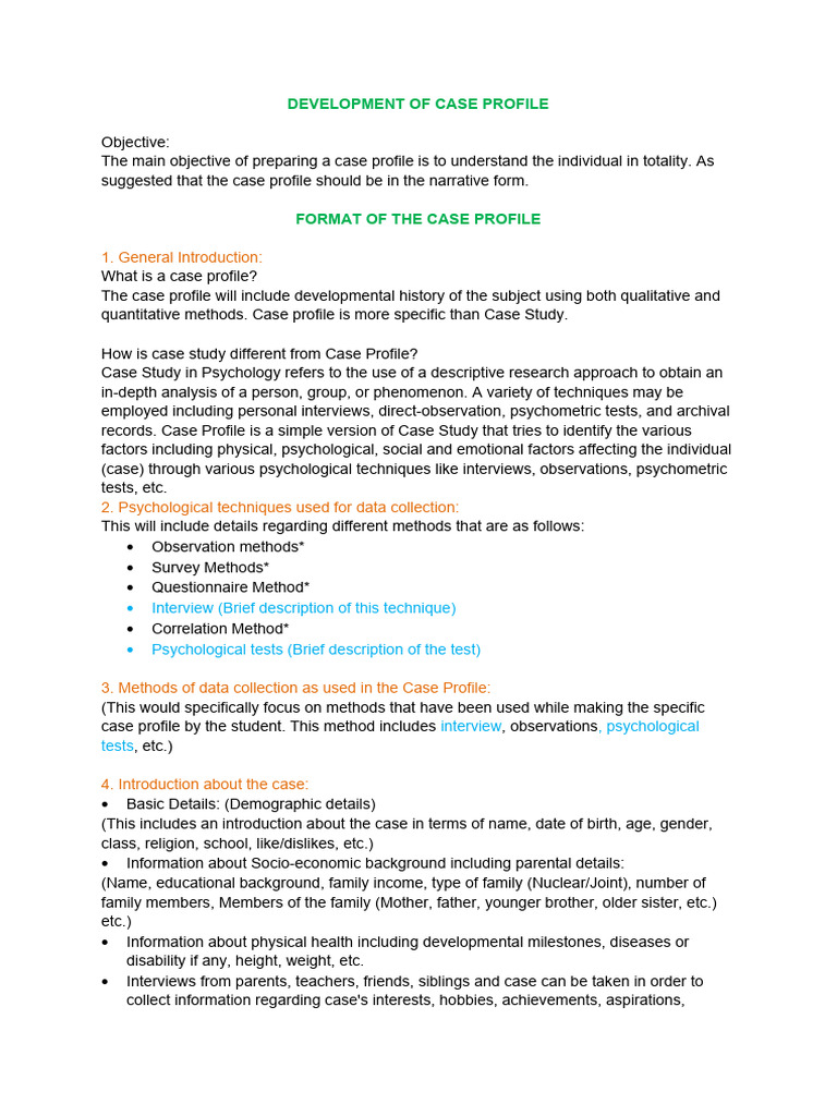 Class 12 Psychology Case Profile Guide | PDF | Case Study | Psychology
