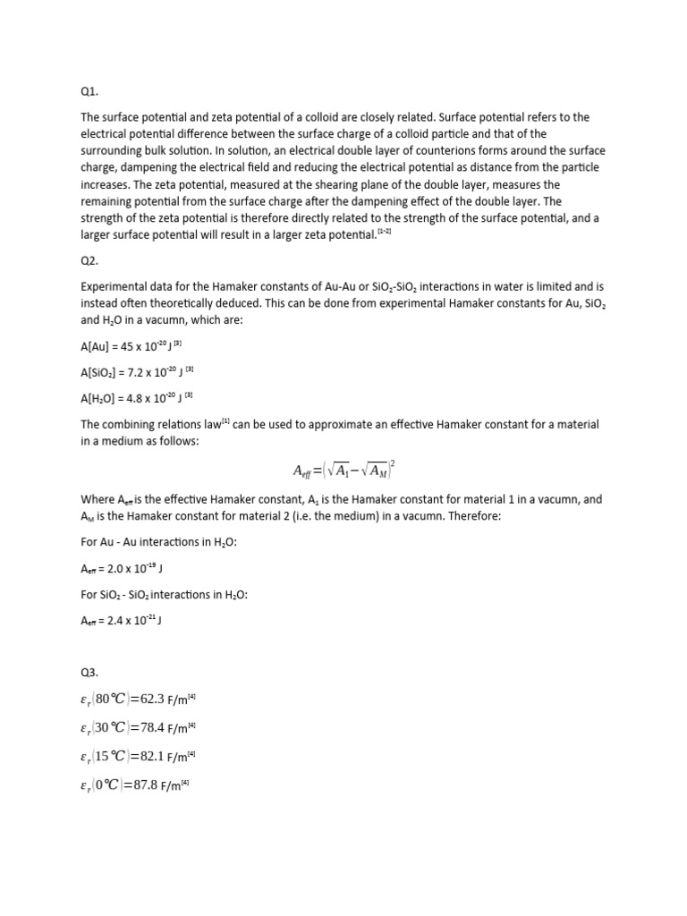 UTS Advanced Materials Problem Sheet 2 | PDF | Particle | Colloid