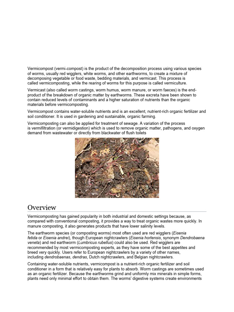 Vermicompost Bio Project | PDF | Materials | Agriculture