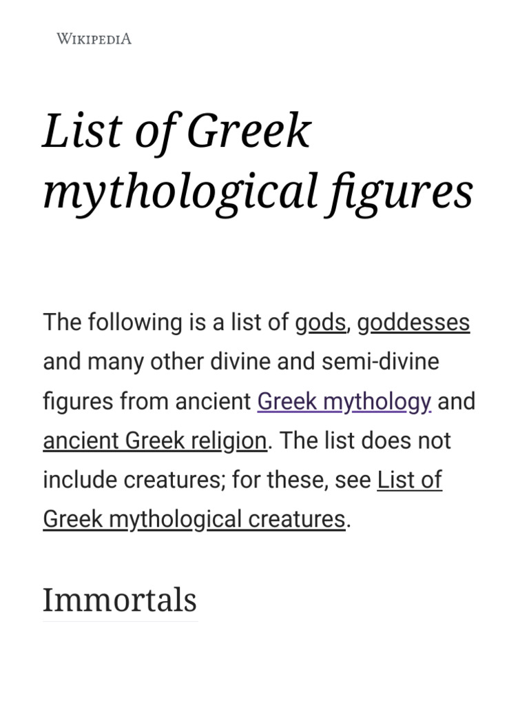 List of Greek Mythological Figures - Wikipedia | PDF