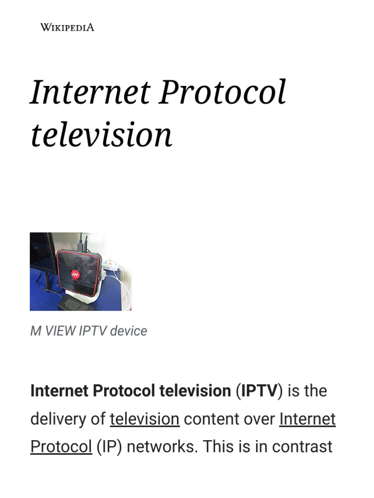 Internet Protocol Television - Wikipedia | PDF | Set Top Box | Streaming Media