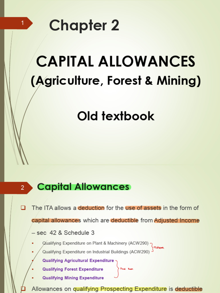 Capital Allowances for Agriculture | PDF | Expense | Cost