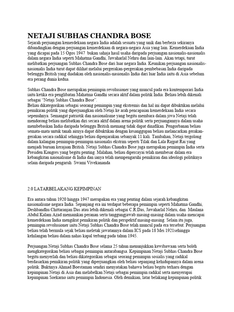 Netaji Subhas Chandra Bose | PDF