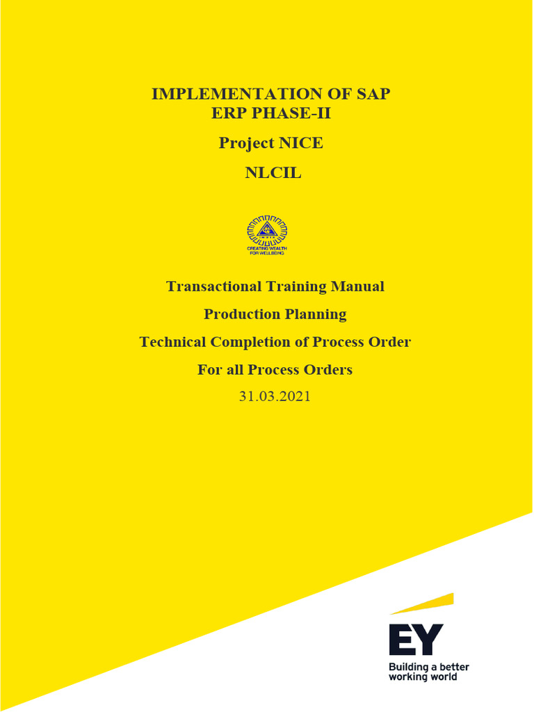 Project NICE - PP - TM - Technical Completion of Process Order | PDF ...