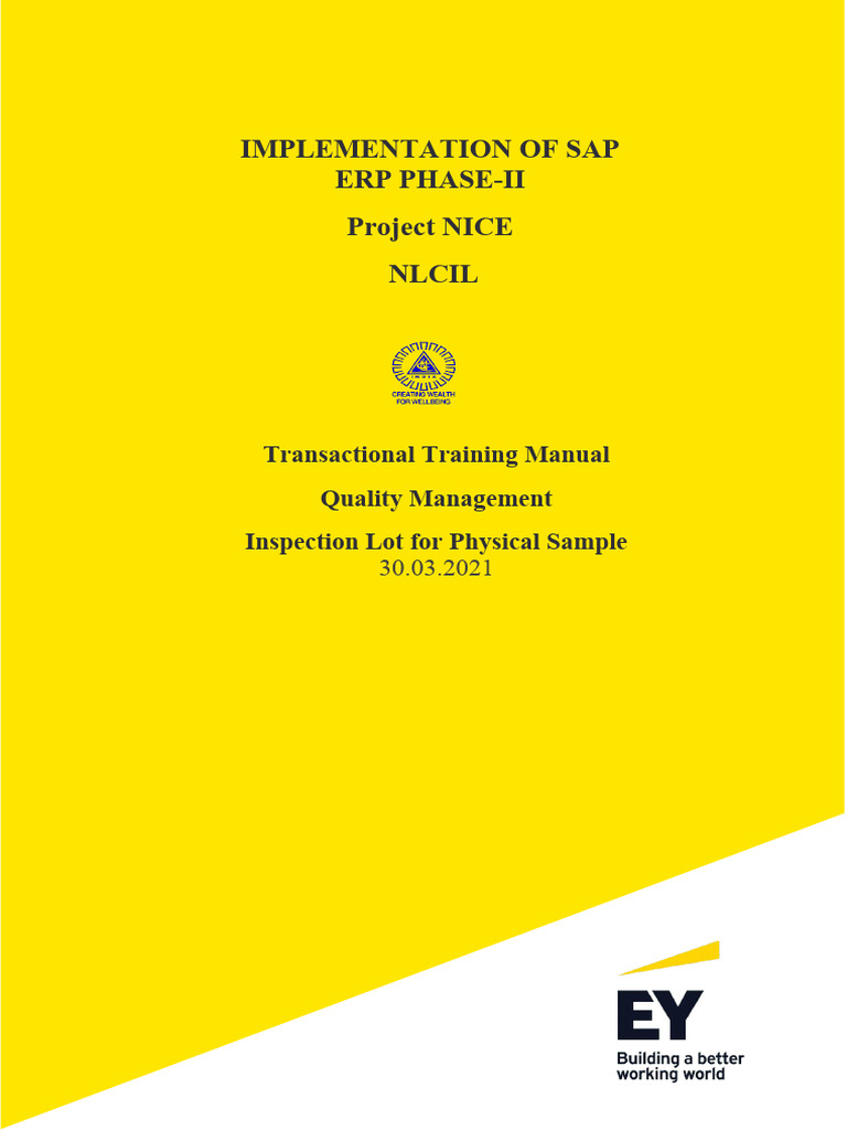 Project NICE - QM - TM - Inspection Lot For Physical Sample | PDF