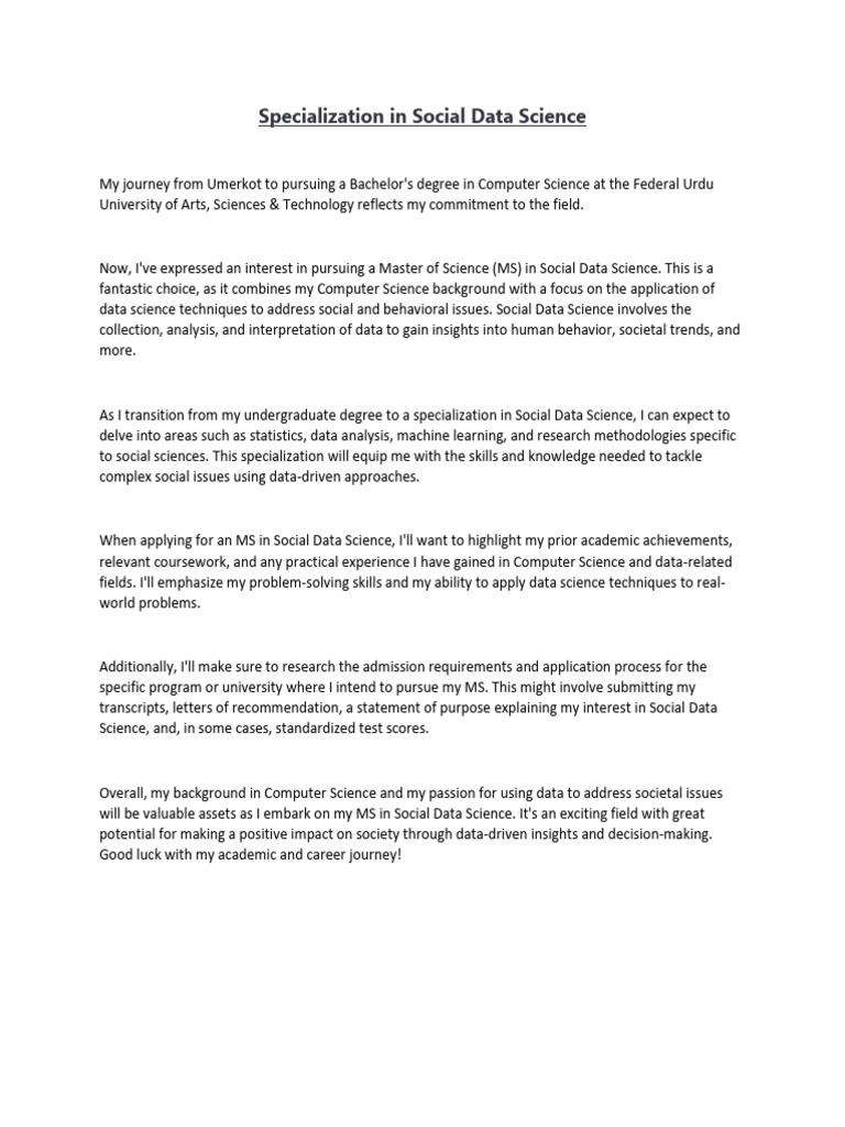 Specialization in Social Data Science | PDF