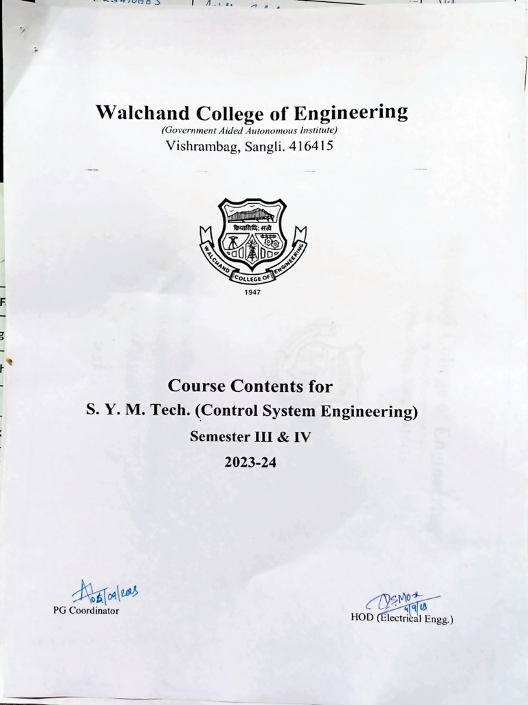 SY - M - Tech - Control System - AY - 2023 - 24 | PDF