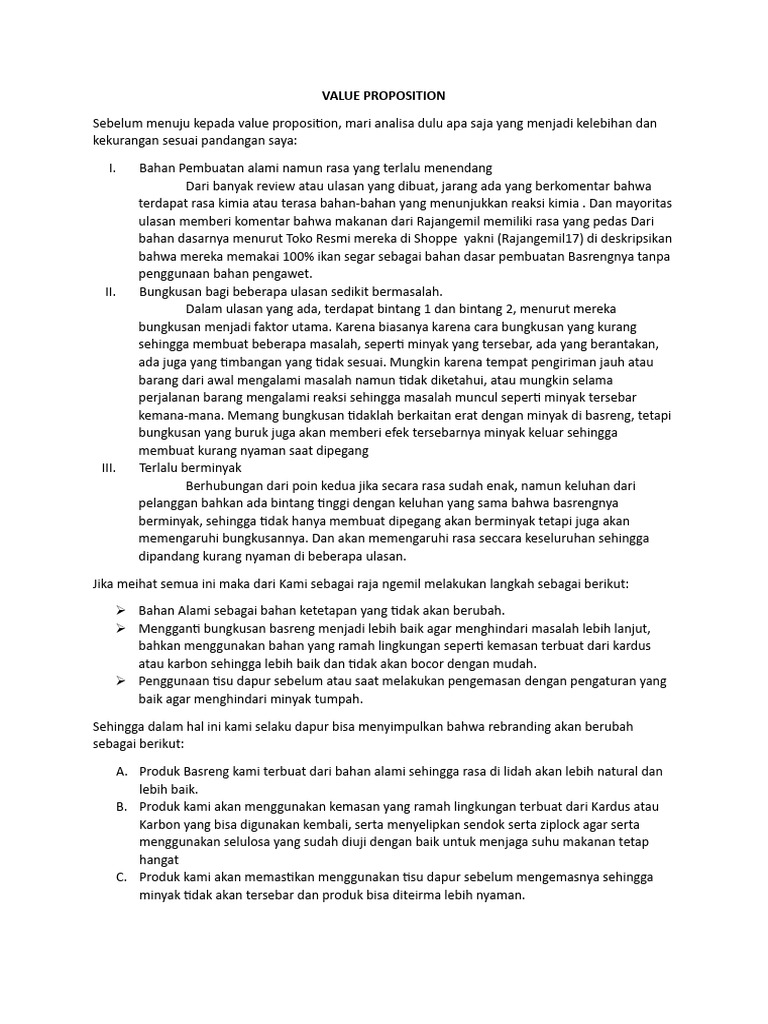 Value Proposition and Underlying Magic - Muhammad Surya Ilfi E021201031 | PDF