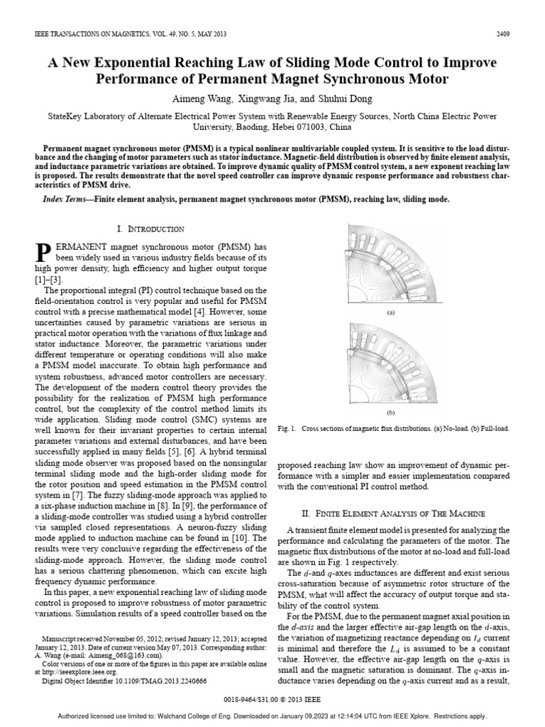 A New Exponential Reaching Law of Sliding Mode Control To Improve Performance of Permanent ...