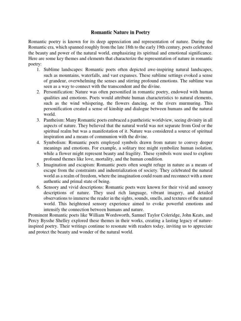 Romantic Nature in Poetry | Download Free PDF | Romanticism | Poetry