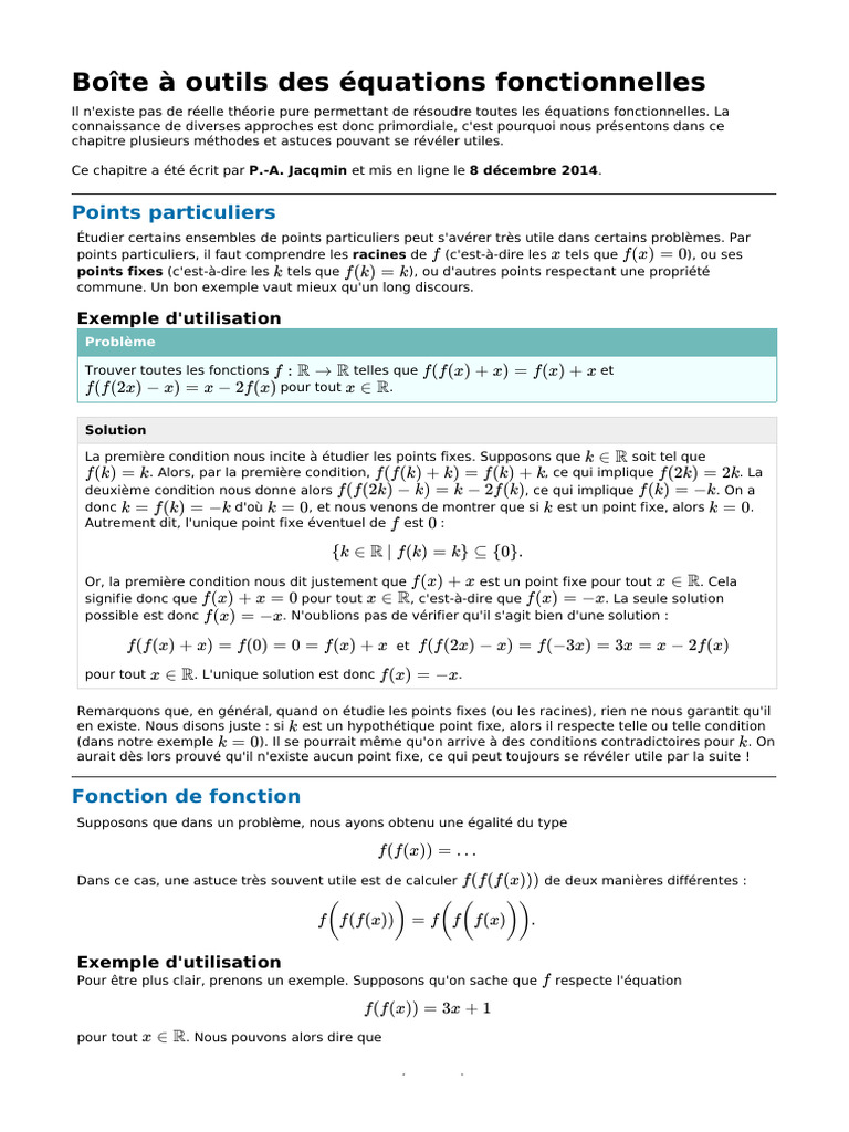 Outils pour résoudre les équations fonctionnelles | PDF | Équations ...