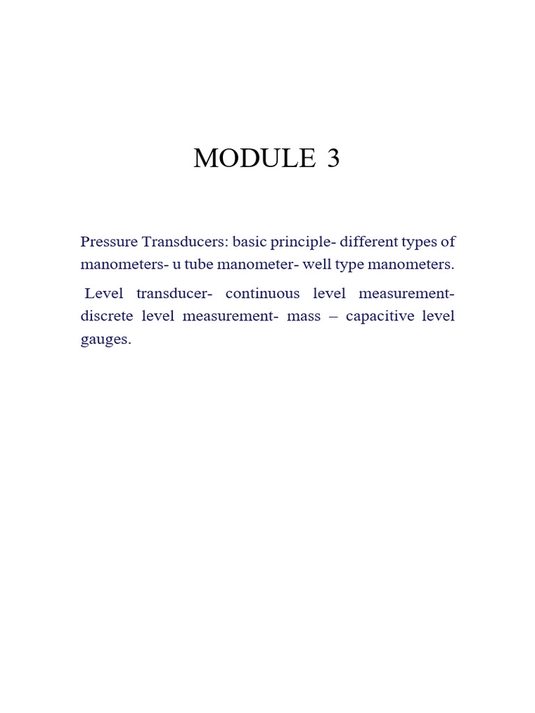 Module 3 | PDF | Pressure Measurement | Pressure
