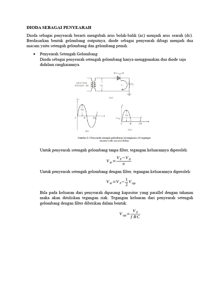 Dioda Sebagai Penyearah | PDF | Metode & Bahan Ajar | Sains & Matematika