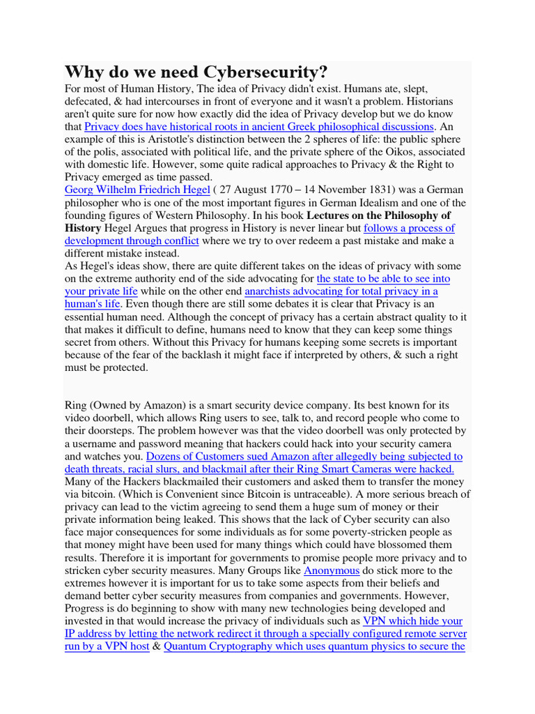 Why Do We Need Cybersecurity | PDF