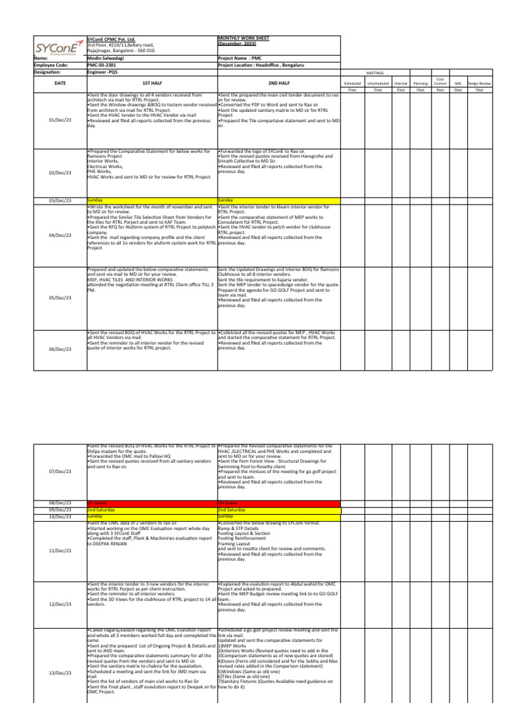 December 2023 WorkSheet - Modin Salwadagi | PDF