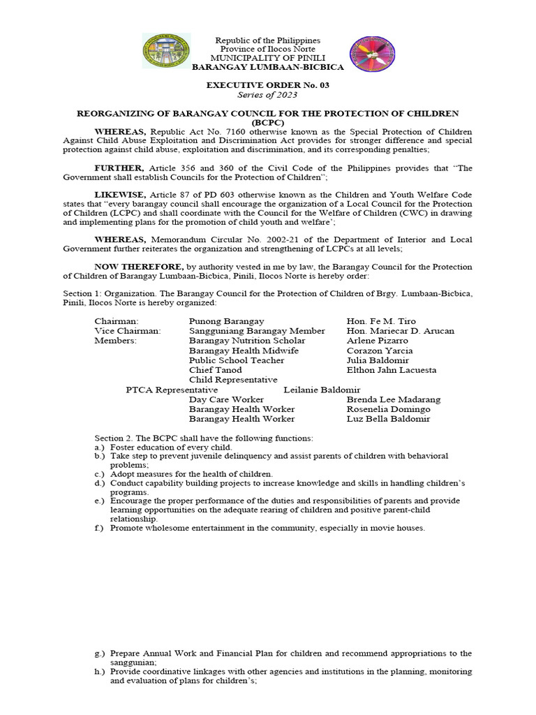 E.O 3 BCPC | PDF | Wellness