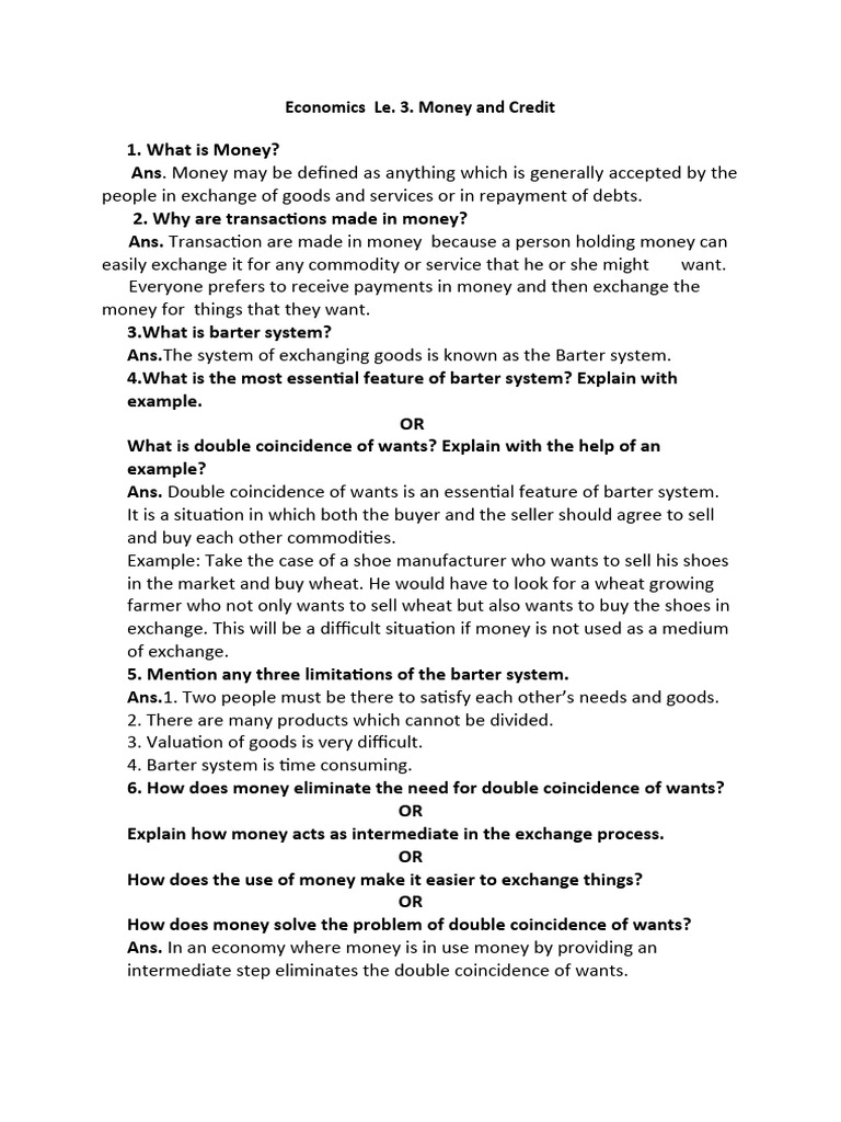 Money and Credit: Key Concepts | PDF | Loans | Money