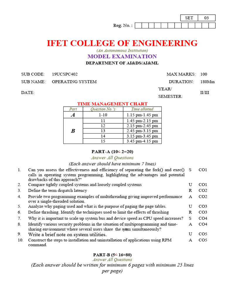 Model QP Os Set 3 Updated | PDF | Operating System | Scheduling (Computing)