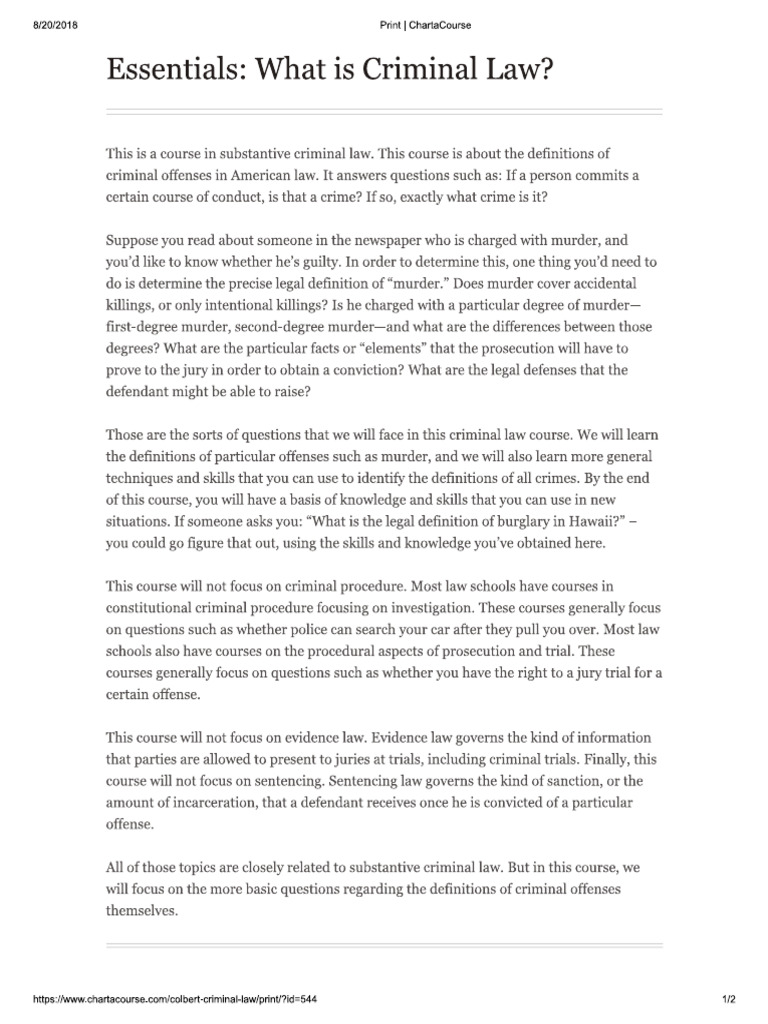 Essentials - What Is Criminal Law | PDF