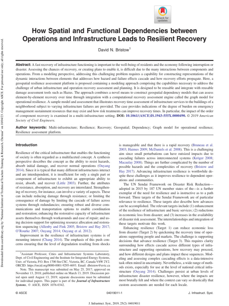 Bristow 2019 How Spatial and Functional Dependencies Between Operations and Infrastructure Leads ...