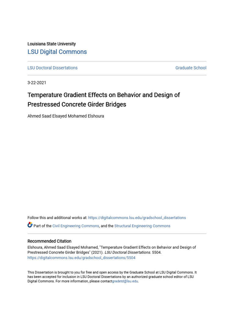 Temperature Gradient Effects On Behavior and Design of Prestresse | PDF