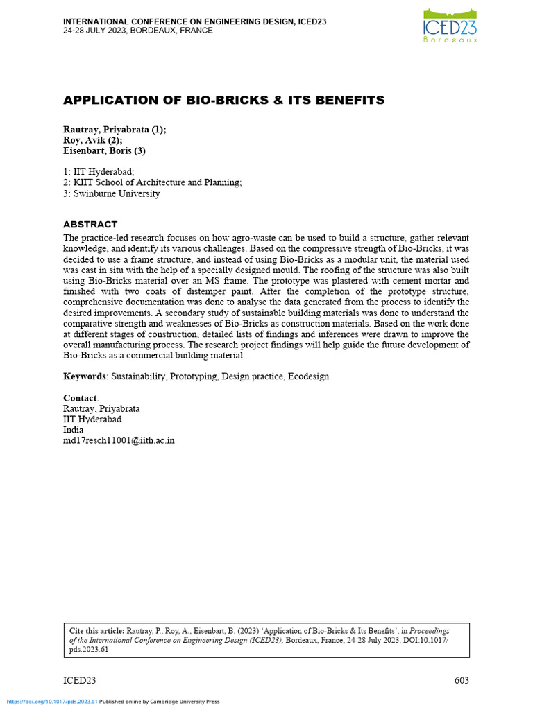 Application of Bio Bricks and Its Benefits | PDF | Brick | Plaster