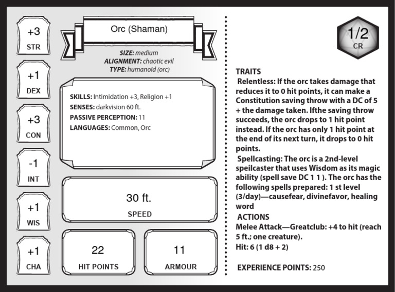 DD 5e Monster Cards SMALL FILLABLE | PDF