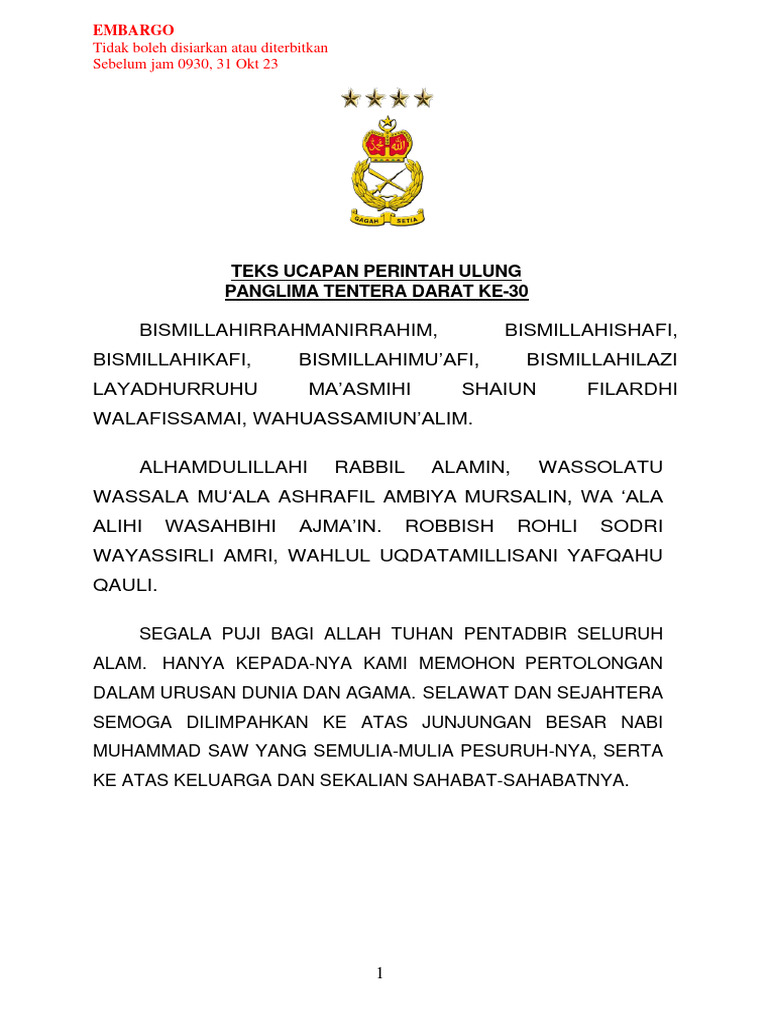 Perintah Ulung PTD 30 Untuk Edaran - Kemaskini 30 Okt 233 | PDF | Ilmu ...