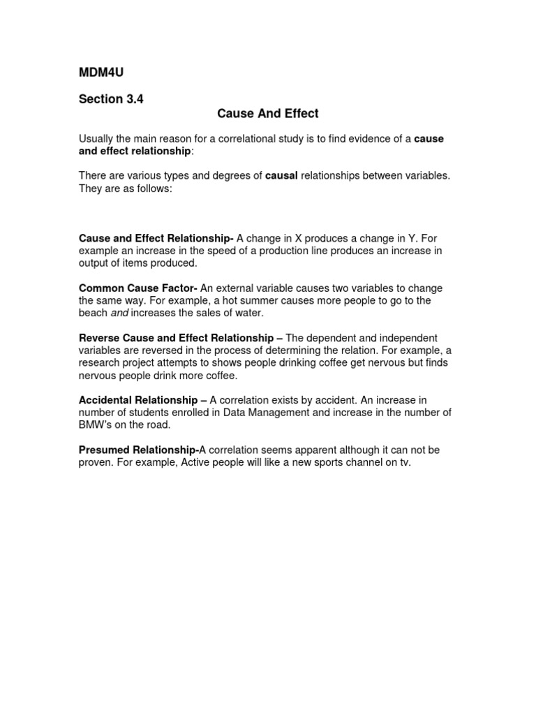 Causal Relationships Worksheet | PDF | Causality | Prices