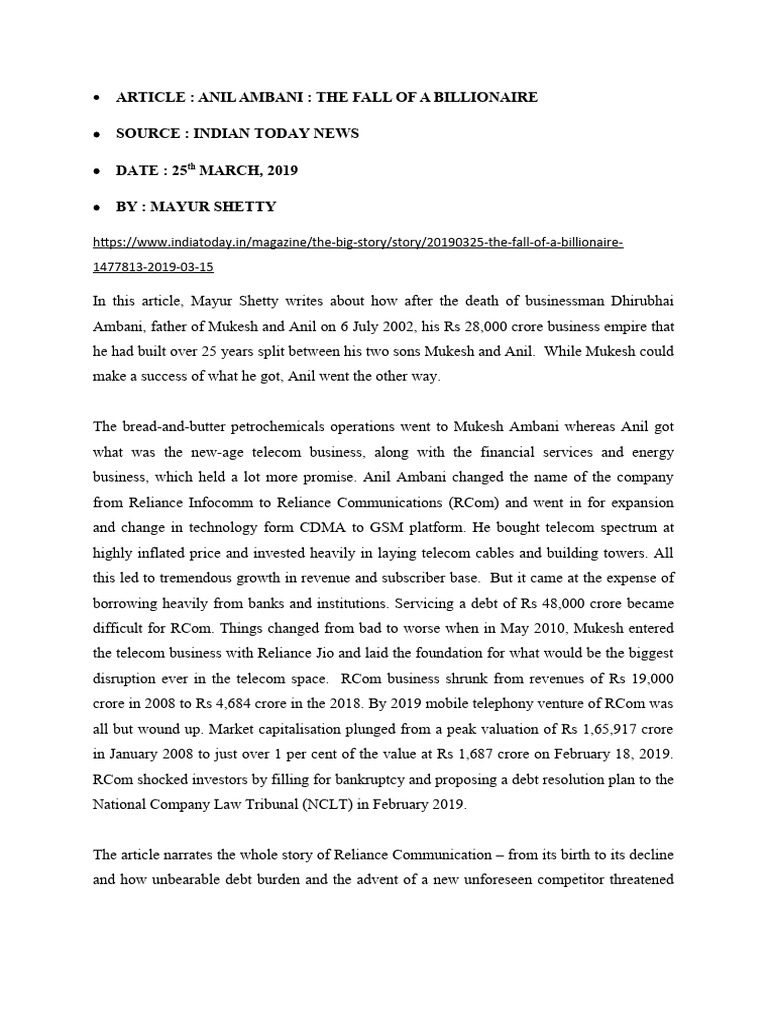 RCom Literature Review | PDF | Private Sector | Companies